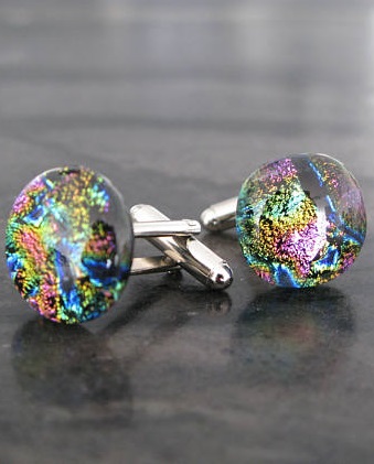 Mens cufflinks Dichroic Multi Glow Glass Mens Cufflinks Online