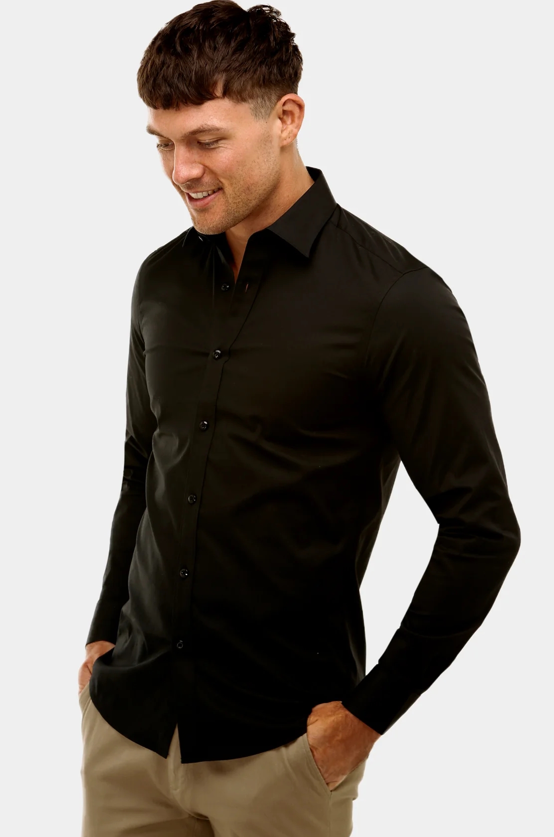 Brooksfield mens regular fit business shirt in cotton stretch